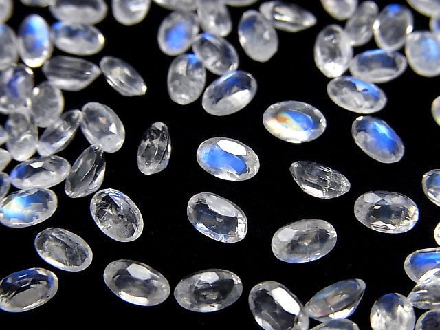 [Video]High Quality Rainbow Moonstone AAA Loose stone Oval Faceted 5x3