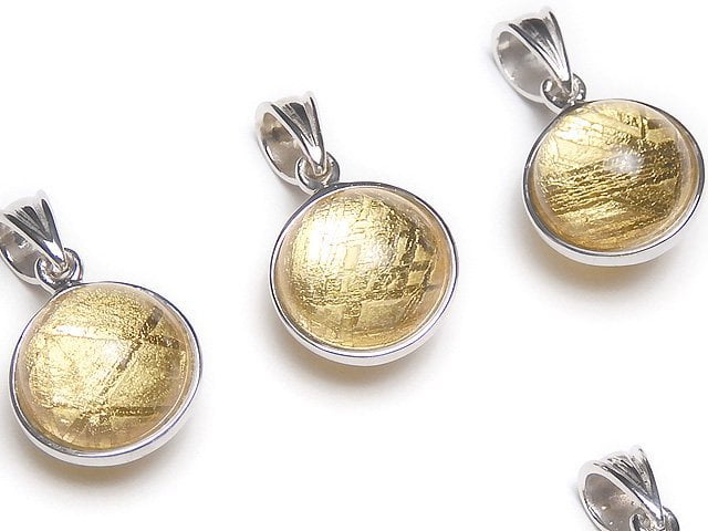Meteorite (Muonionalusta ) Pendant Round 10mm Gold Silver925 ...
