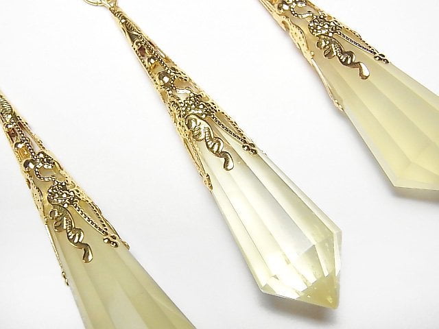 Lemon Quartz AA++ Pendulum 70x16x16mm with chain Gold color 1pc ...