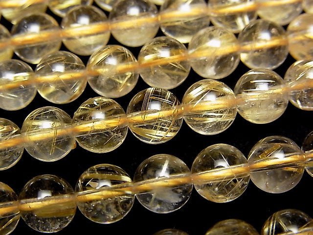 [Video]High Quality Rutilated Quartz AAA-Round 6mm 1/4 or 1strand bead