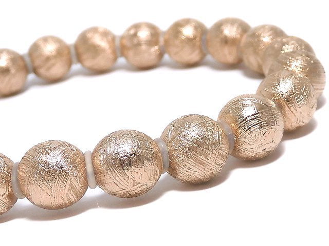 [Video][One of a kind] Meteorite (Muonionalusta ) Round 8mm Pink Gold