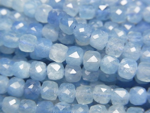[Video]High Quality! Aquamarine AAA- Cube Shape 4.5x4.5x4.5mm half or