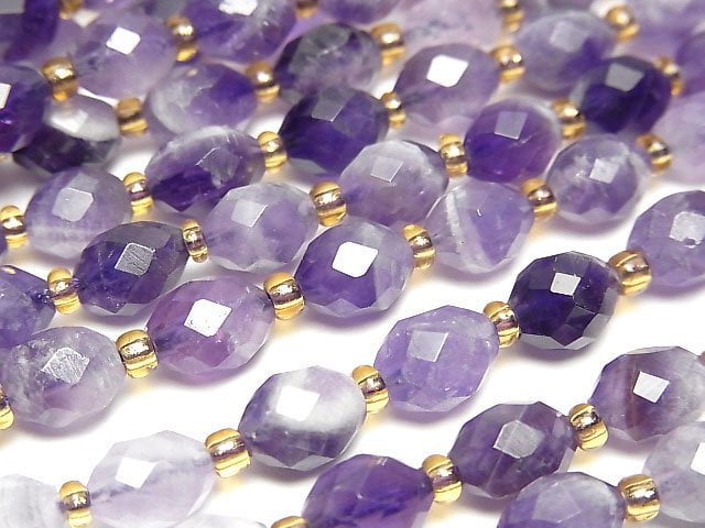 [Video]High Quality! Mixed Amethyst Faceted Rice 7x6x6mm 1strand beads