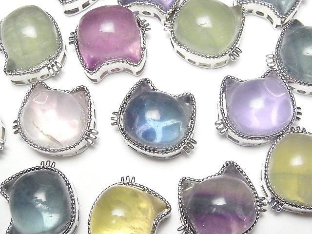 [Video] Multicolor Fluorite AAA- Bezel Setting Cat Motif Through Type